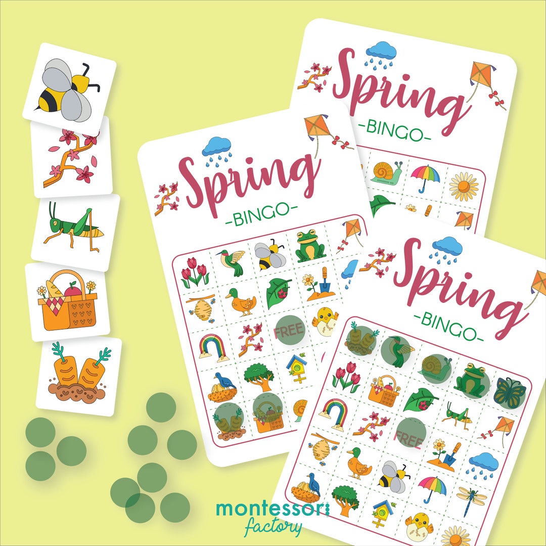 SPRING • 2-IN-1 • Bingo + Memory Cards • Printable Games • Educational ...