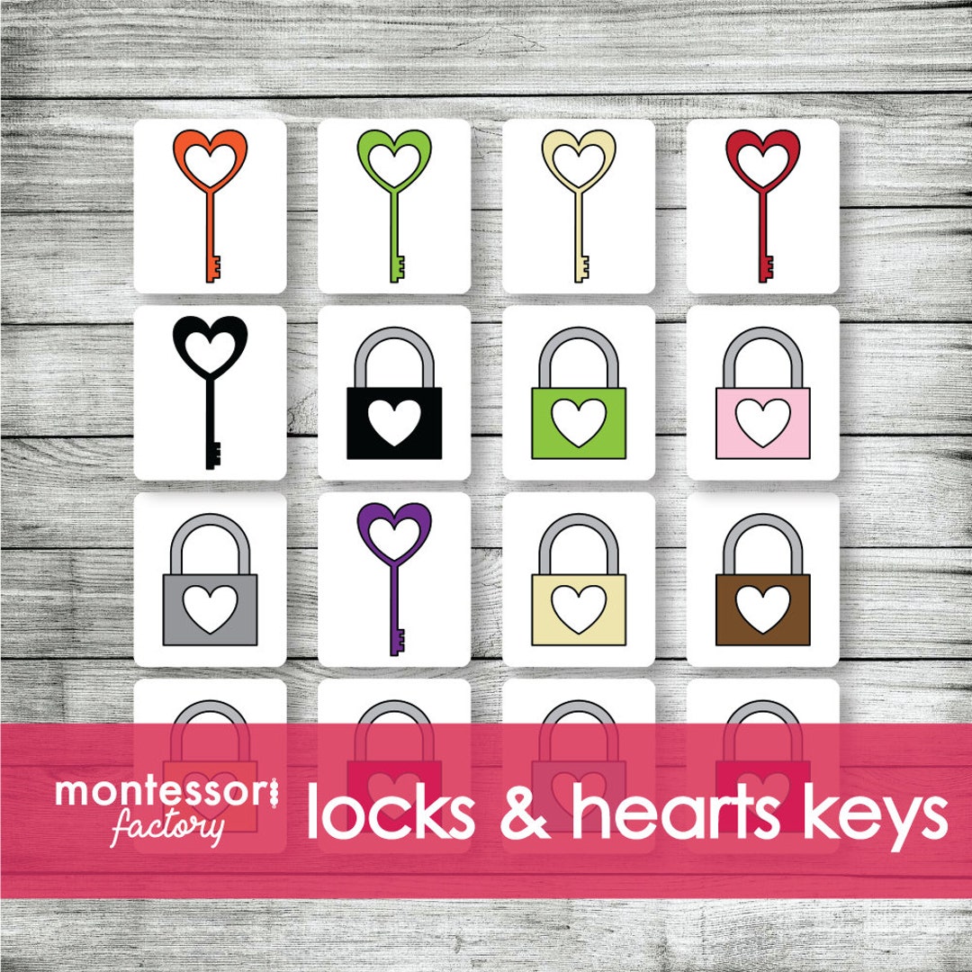 HEART LOCKS and KEYS • Valentines • Colors • Matching Cards • Sorting ...