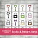 HEART LOCKS and KEYS Valentines Colors Matching Cards Sorting Cards ...