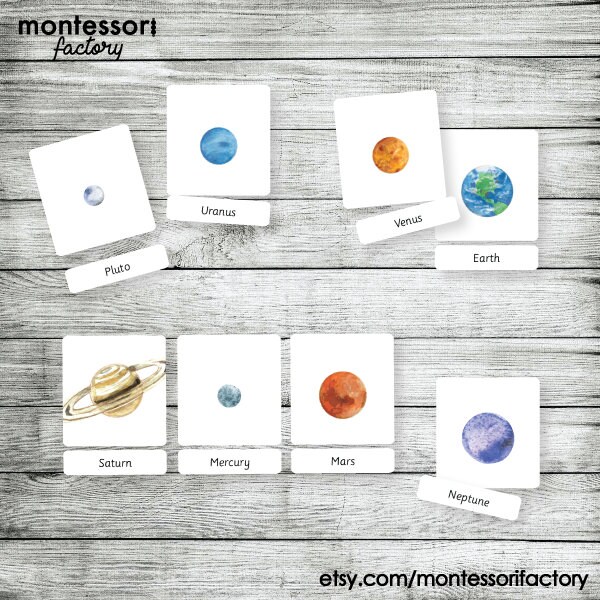 SOLAR SYSTEM Montessori Cards Flash Cards Three Part - Etsy