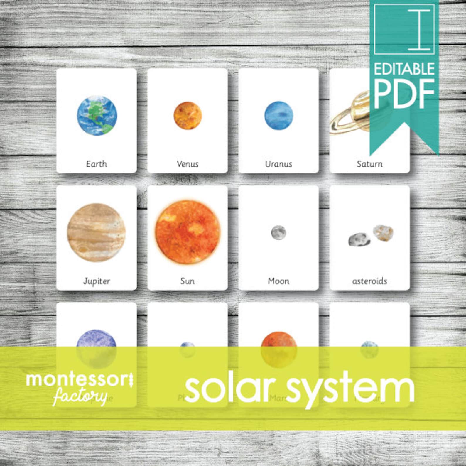 SOLAR SYSTEM Montessori Cards Flash Cards Three Part - Etsy