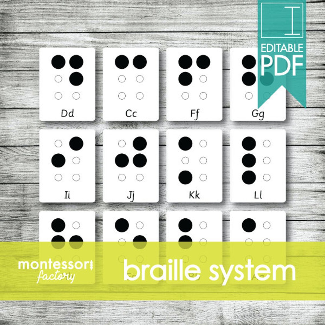 BRAILLE SYSTEM Montessori Cards Flash Cards Three Part | Etsy