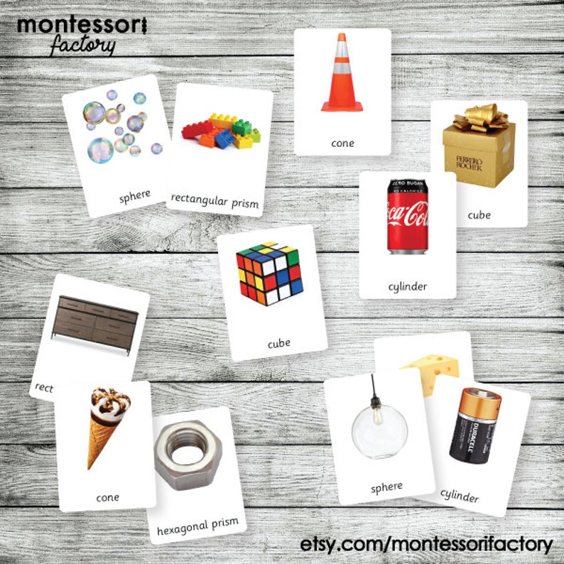 3D GEOMETRIC SHAPES Real Life Montessori Cards Flash Cards - Etsy