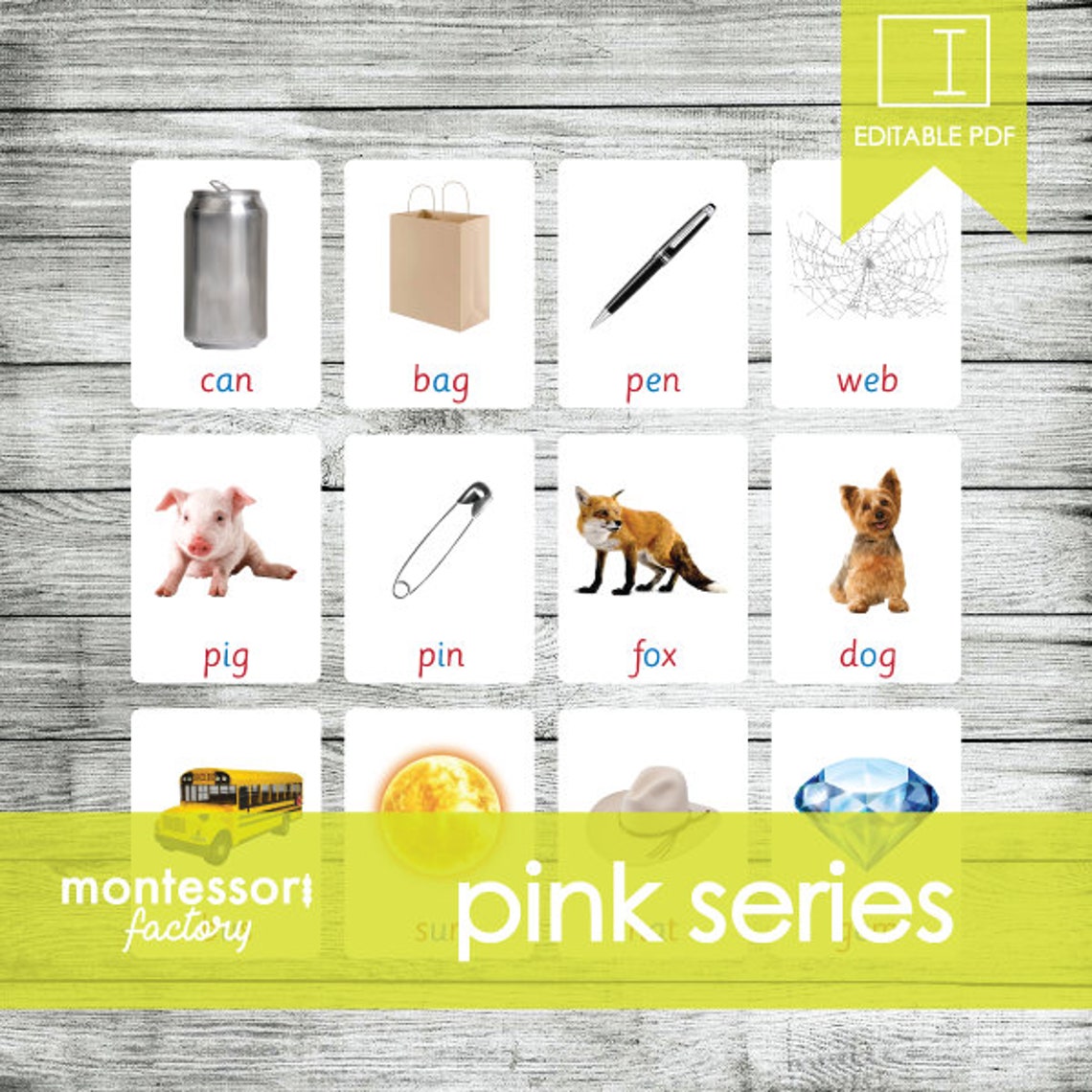 PINK SERIES Montessori Cards Flash Cards Three Part Cards - Etsy