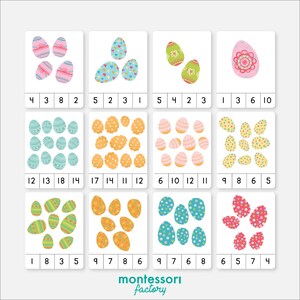 COUNTING EGGS • Easter • Montessori Counting Cards • Clip Cards • Flash ...