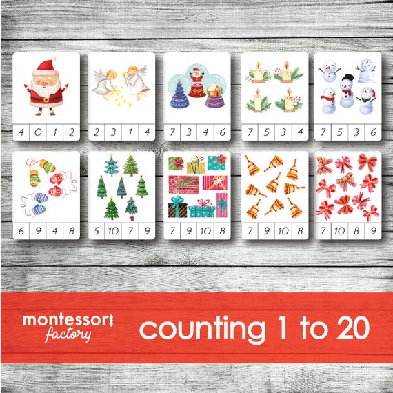 Christmas Counting Cards \u2022 Montessori Clip Cards \u2022 Montessori ...