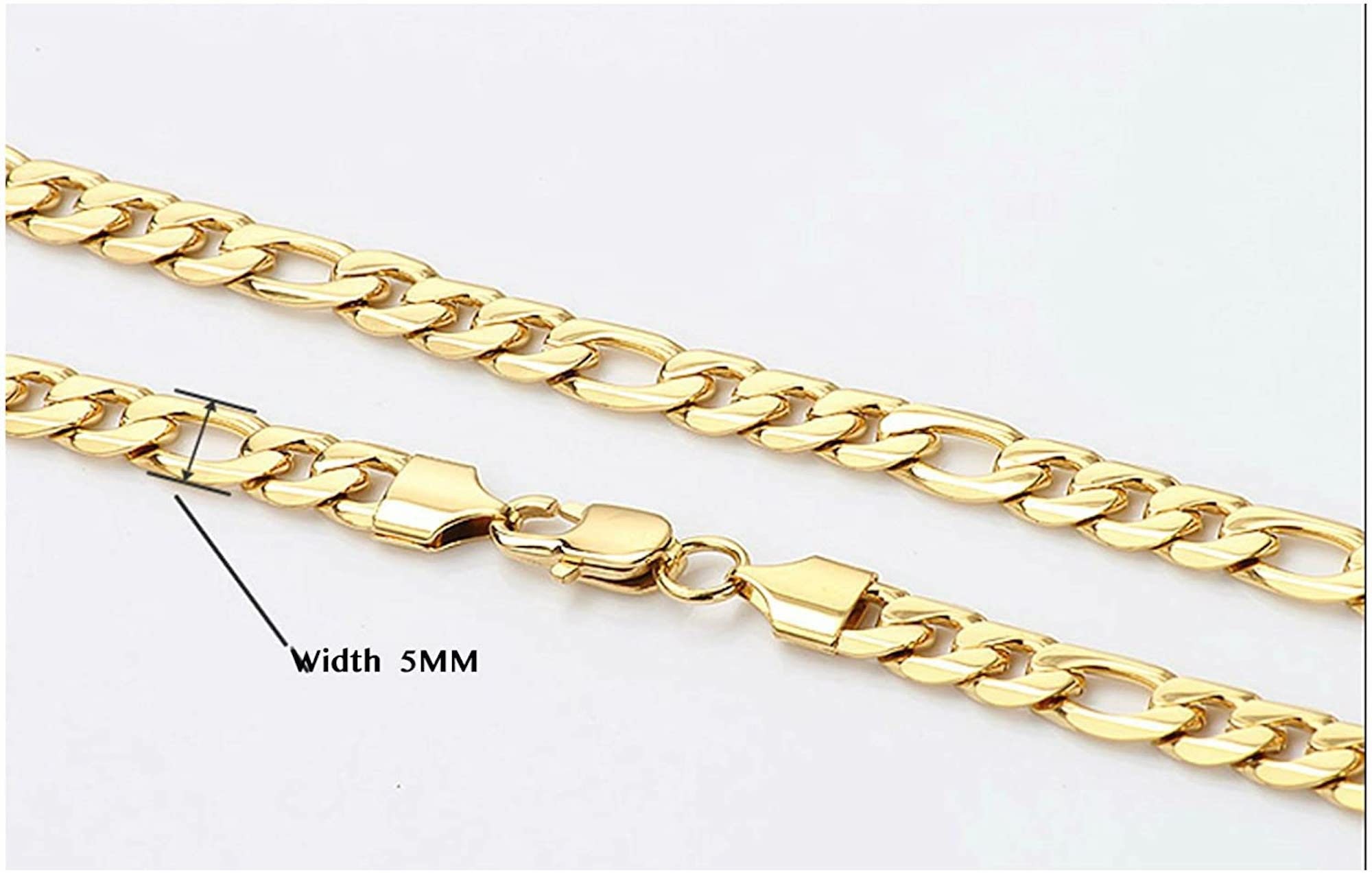 Figaro Chain, 24K 5mm Gold Chain Necklace, Figaro Chain, Thick Chain ...