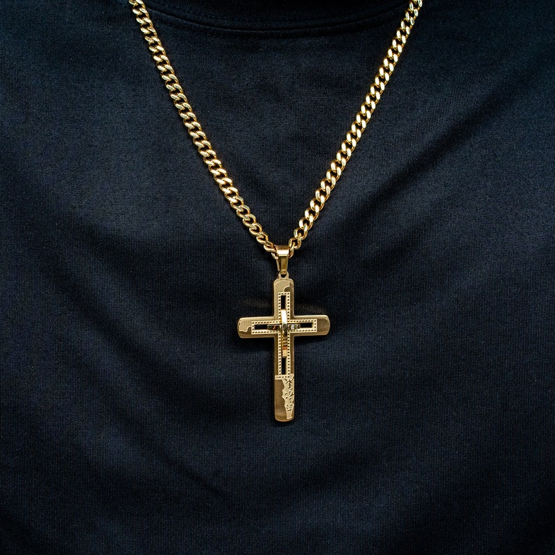 Chain for Men Cross - Etsy