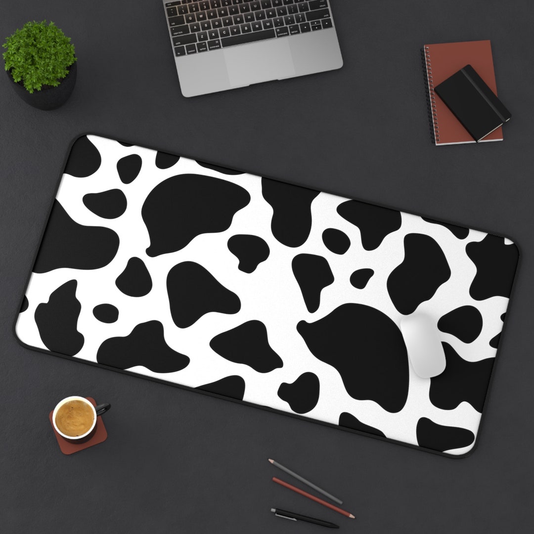 Black and White Cow Print Desk Mat by WOTW Printables - Etsy