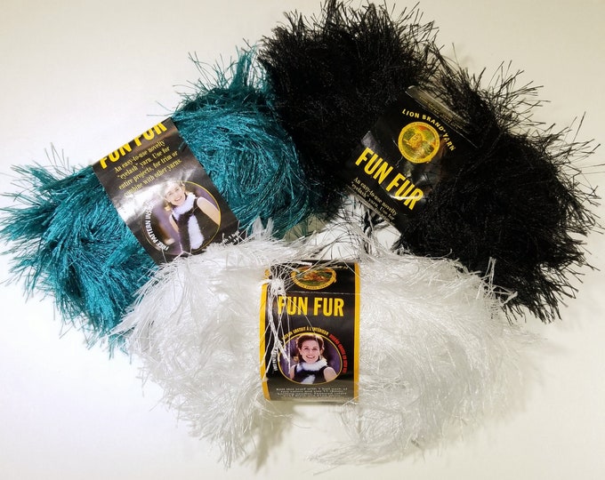 Fun Fur Yarn by Lion Brand Furry Yarn Novelty Yarn Eyelash - Etsy