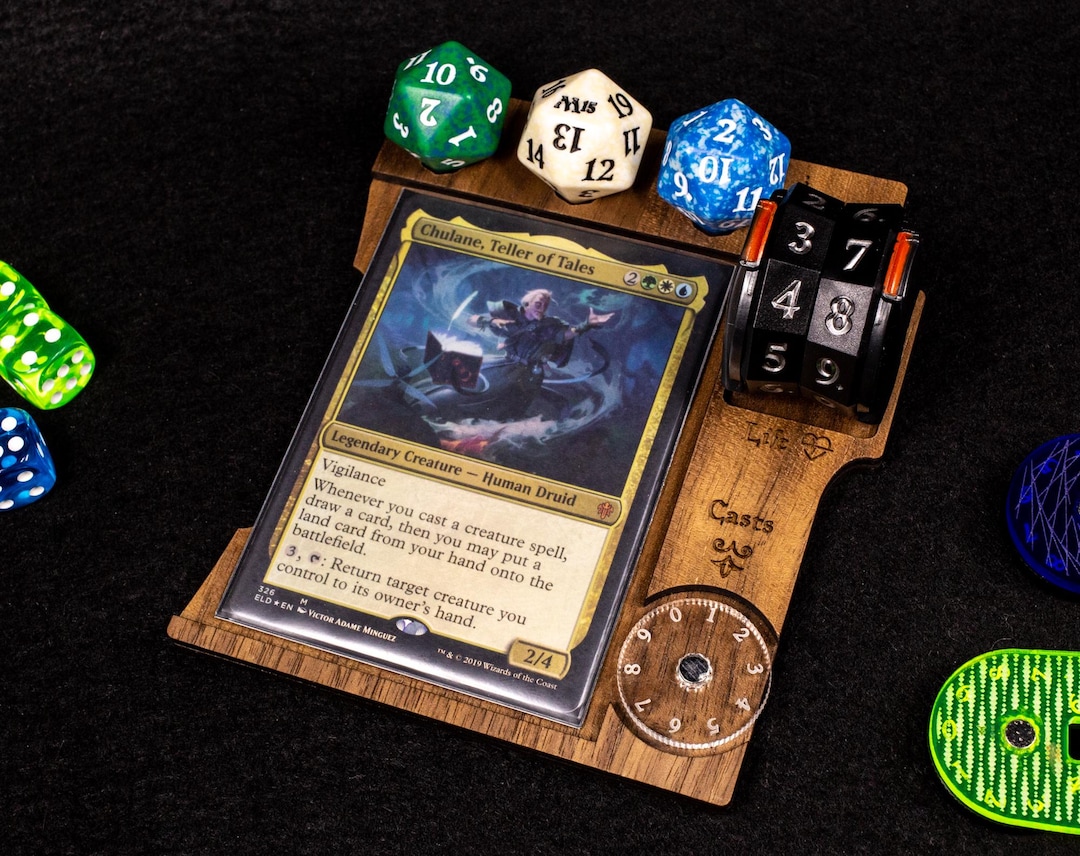Magic Commander Tray - MTG Command Zone With Life Counter Slot - Walnut ...