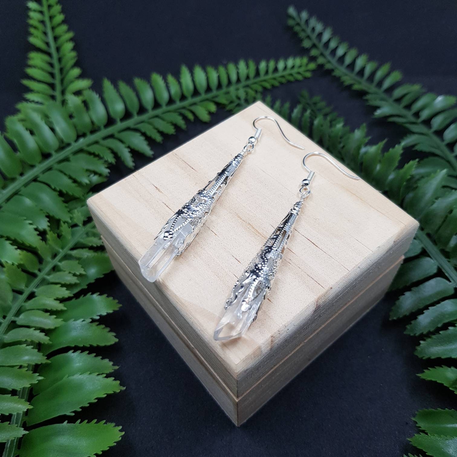 Fantasy Fairy Earrings, Elven Cosplay, Quartz Silver Earrings, Elf ...