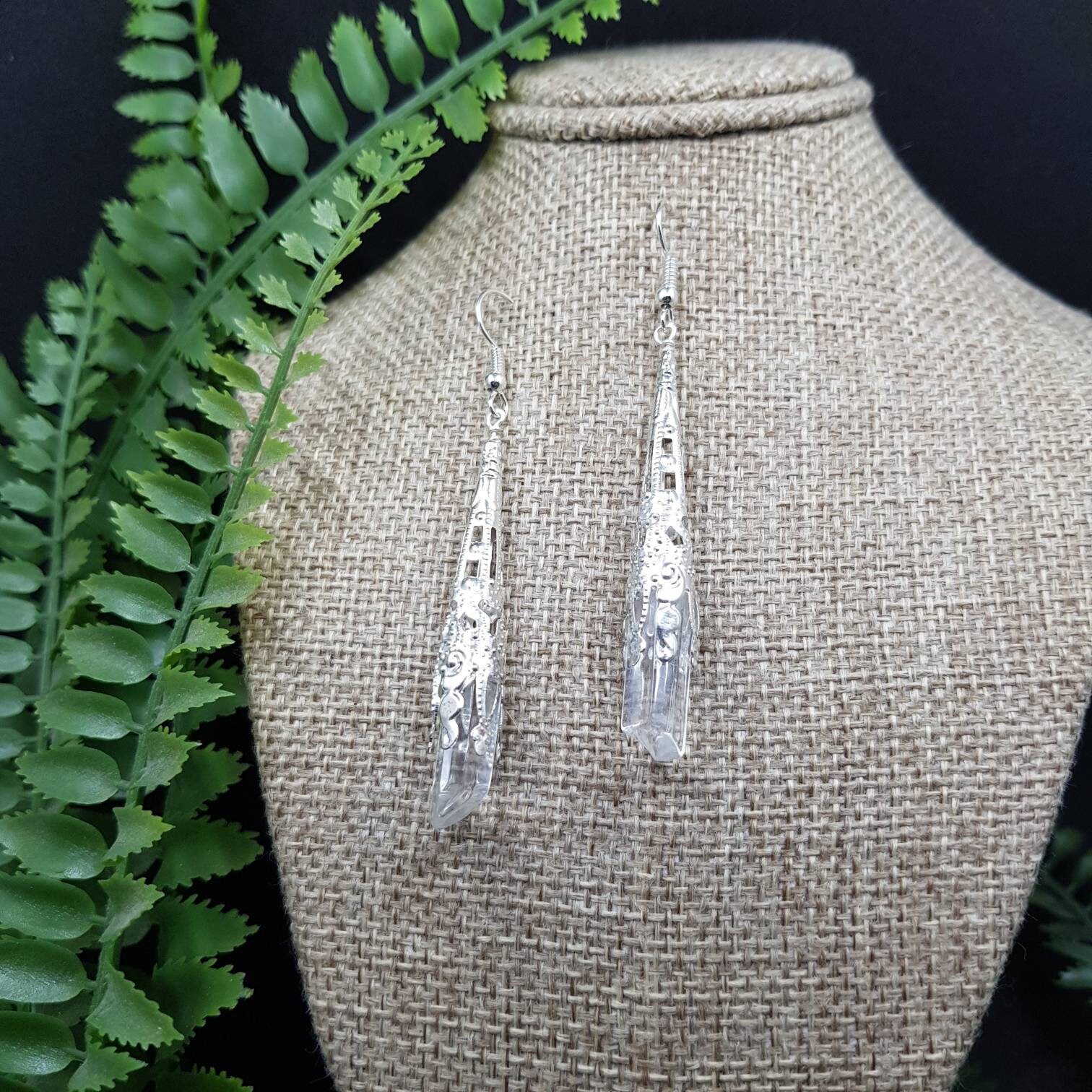 Fantasy Fairy Earrings, Elven Cosplay, Quartz Silver Earrings, Elf ...