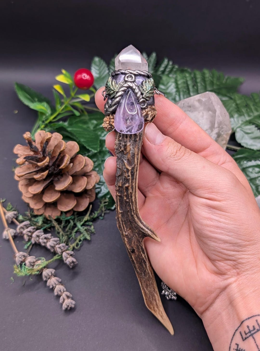 Necklace Antler Shaman Wicca Rock Crystal Gift Girlfriend Birthday ...