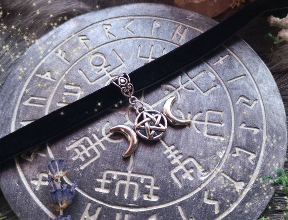 Choker PENTAMOON Moon Phases Pentagram Goth Gothic Strega - Etsy