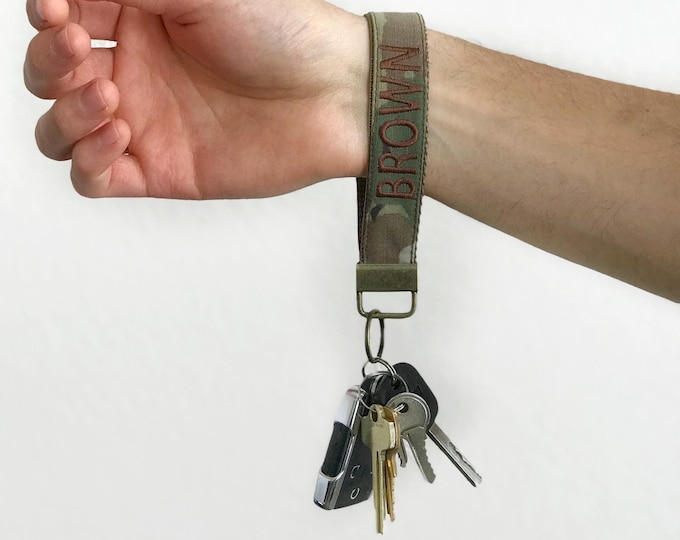 Custom Military Key Chain / Wrist Strap Embroidered Military Key Fob ...