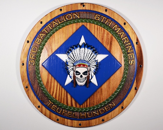 USMC 3rd Battalion 6th Marine Painted Shield, US Marine Corps, CNC ...