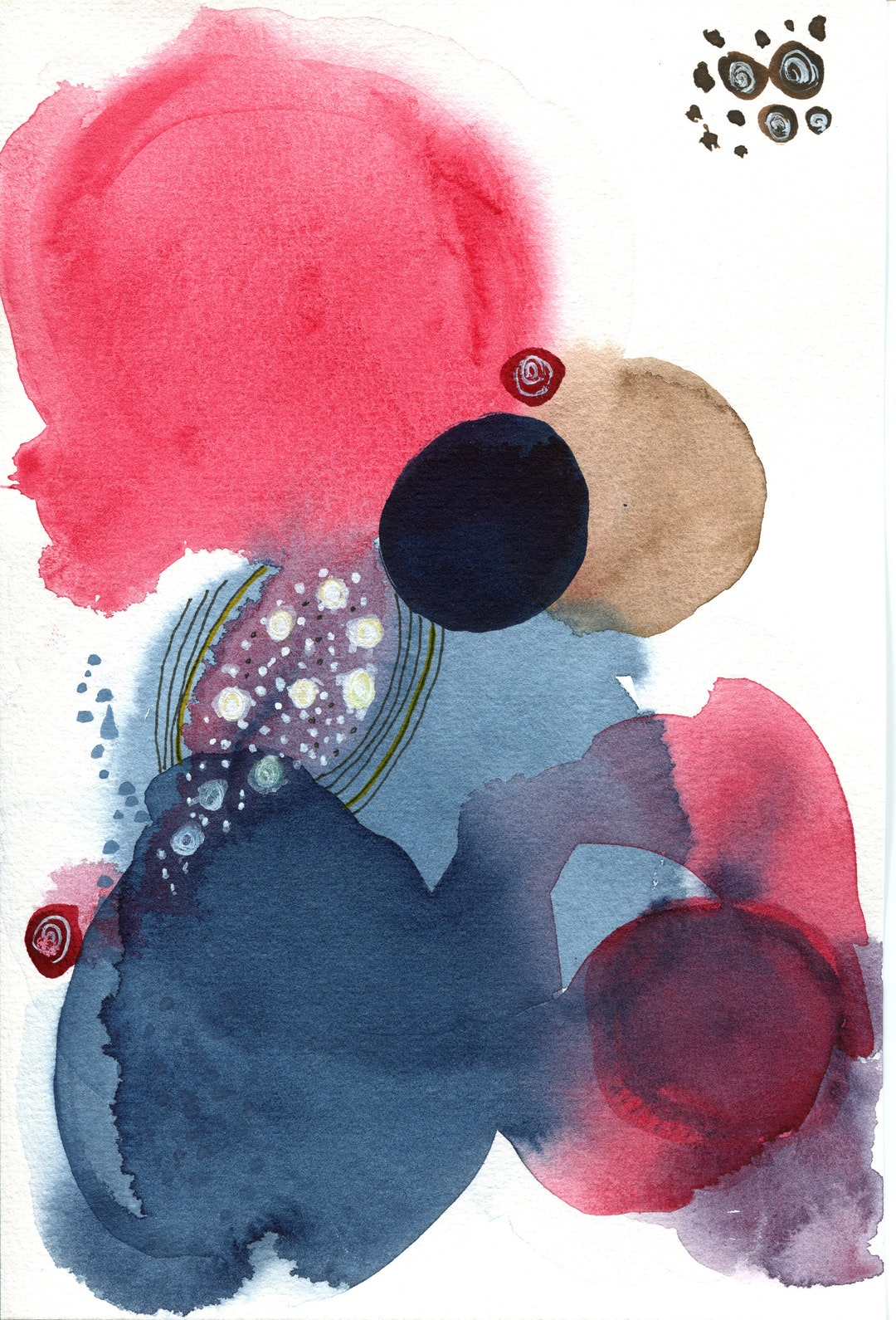 Abstract Original Watercolor Painting Trio 6x9, Set of 3 Original ...