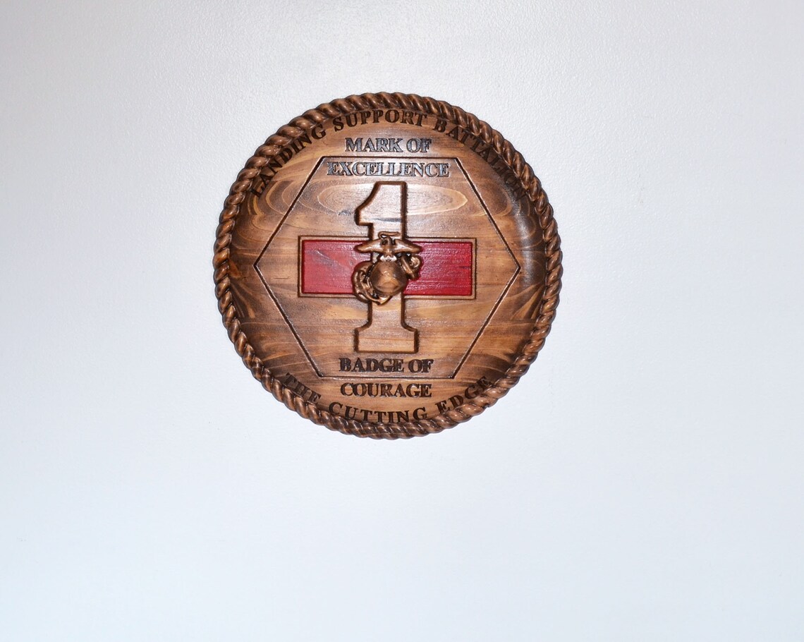 USMC 1st Landing Support Battalion Red Patchers 3d wood | Etsy
