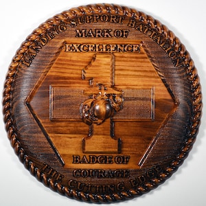 USMC 1st Landing Support Battalion, Red Patchers, 3d Wood Carving ...