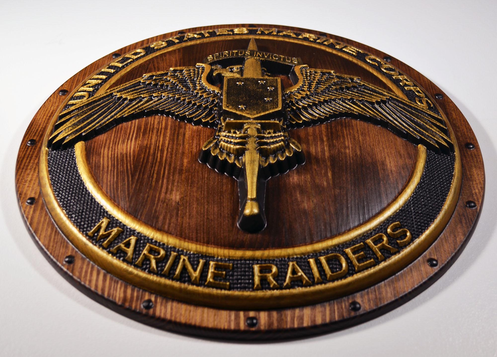 USMC Marine Raiders Badge on Shield, Marine Special Operations, Painted ...