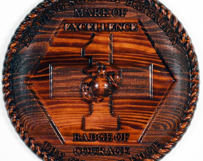 USMC 1st Landing Support Battalion, Red Patchers, 3d Wood Carving ...