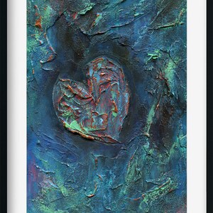 Abstract Heart Art Watercolor and Acrylic Painting on Canvas Board 9x12 ...