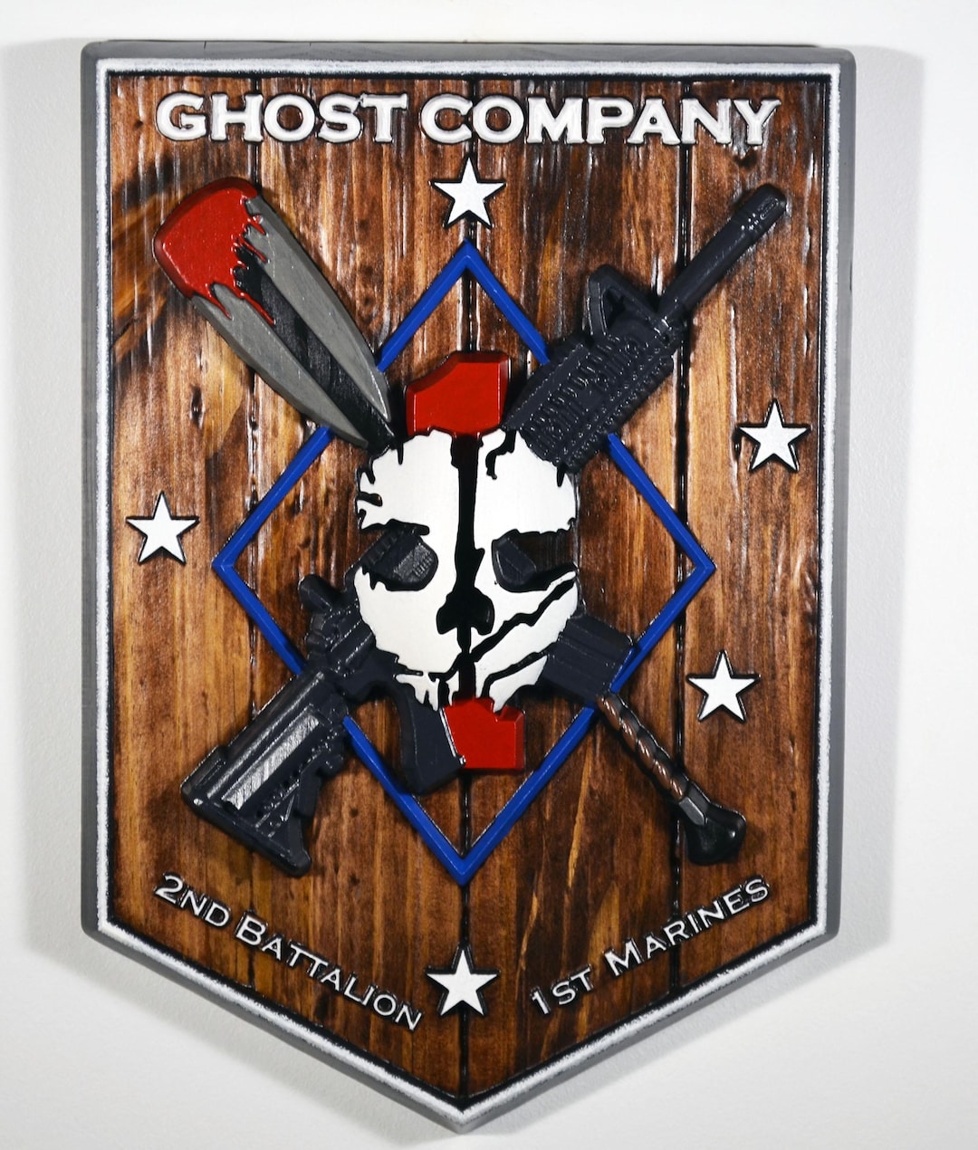 USMC 2nd Battalion 1st Marine Ghost Company, Painted Wood Carving ...