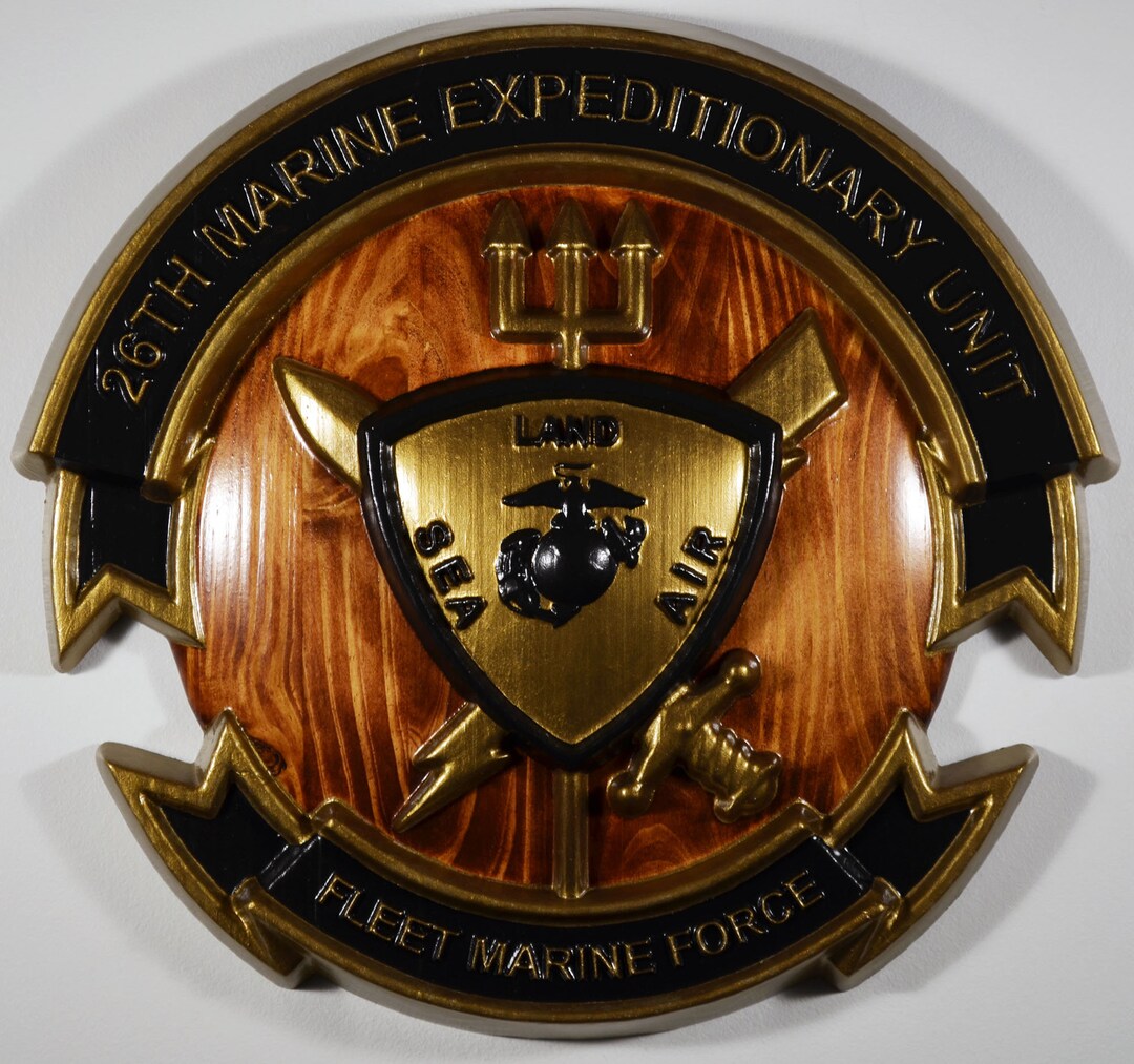 USMC 26th Marine Expeditionary Unit, Painted 3d Wood Carving, Military ...