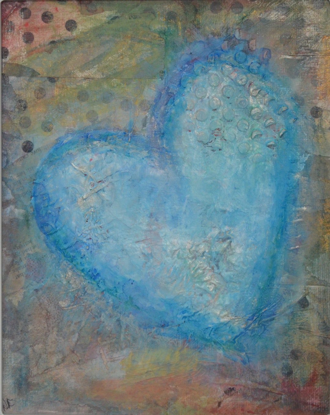 Abstract Heart Art Hand Painted Mixed Media Abstract Painting 8x10 ...