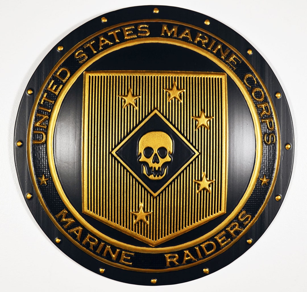 USMC Marine Raiders Gold Black Shield 12, 3d Wood Carving, Military ...