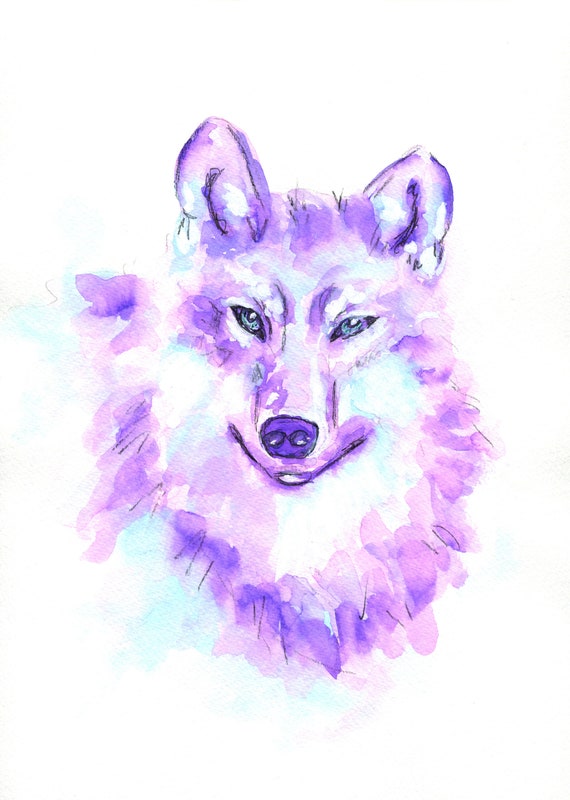 Pinturas Em Aquarela De Um Lobo Lobo Da Guarda. Lobo Humano.