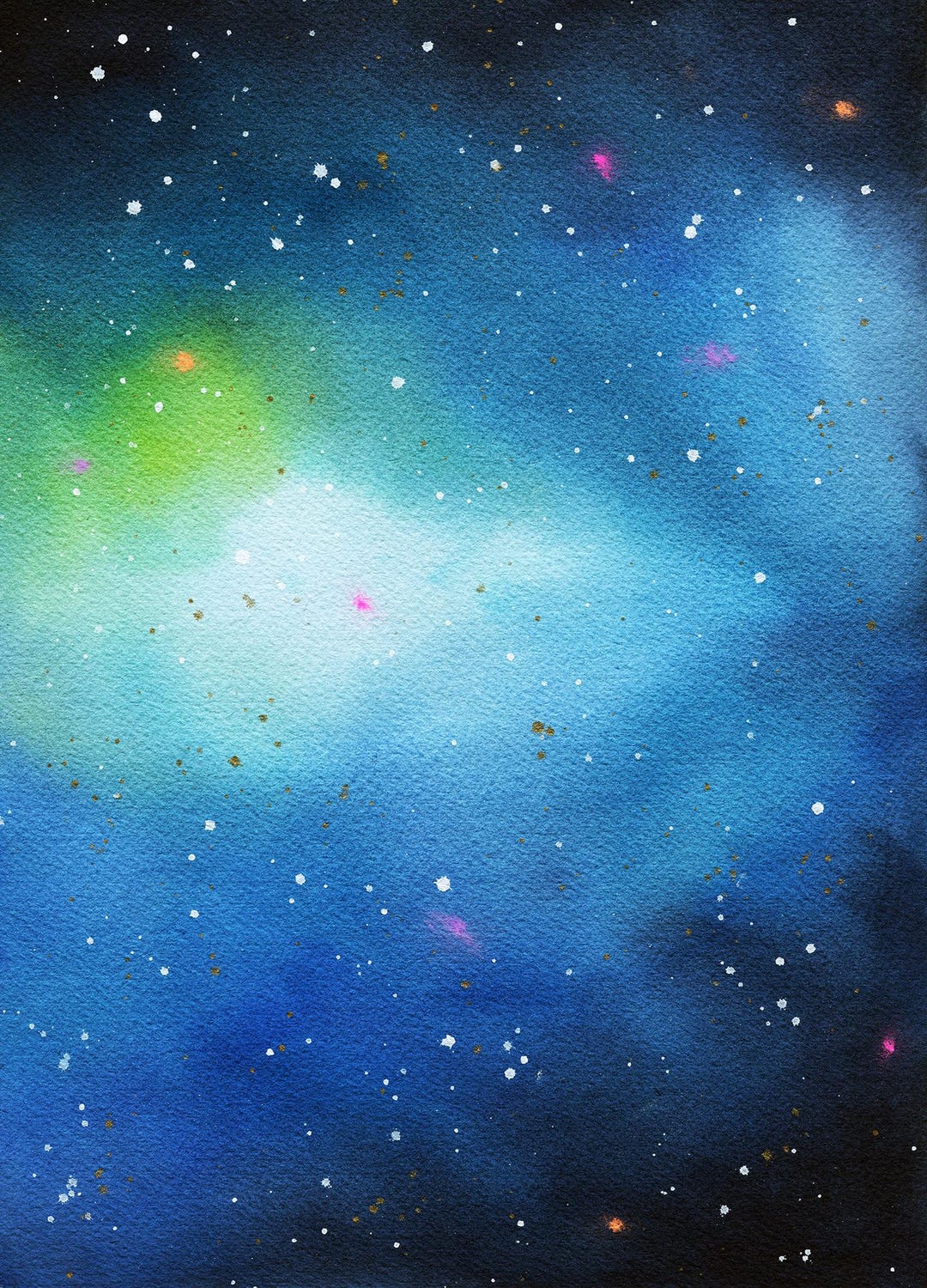 Galaxy Watercolor Painting 9x12, Hand Painted Nebula Original on Paper ...