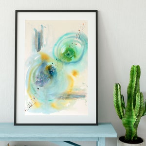Blue and Green Original Watercolor Abstract Painting 10x15, Original ...