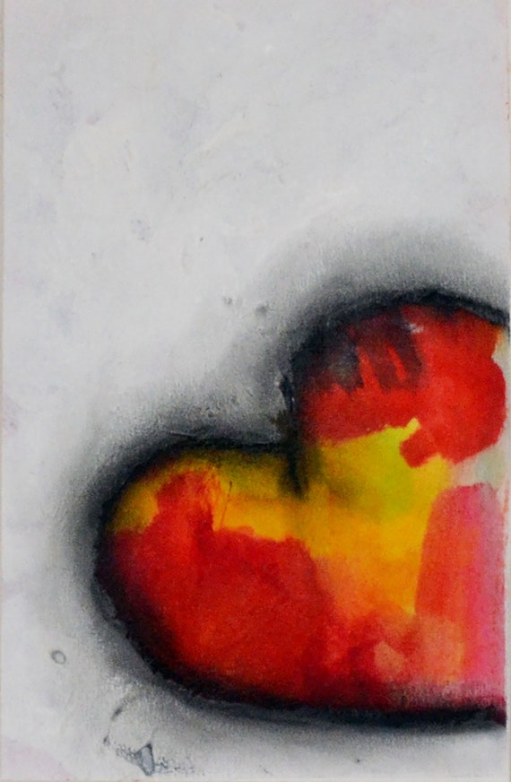 Expressive Heart Art Watercolor and Acrylic Painting on Paper | Etsy