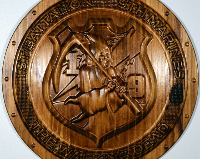 USMC 1st Battalion 9th Marines, USMC the Walking Dead 3d Wood Carving ...