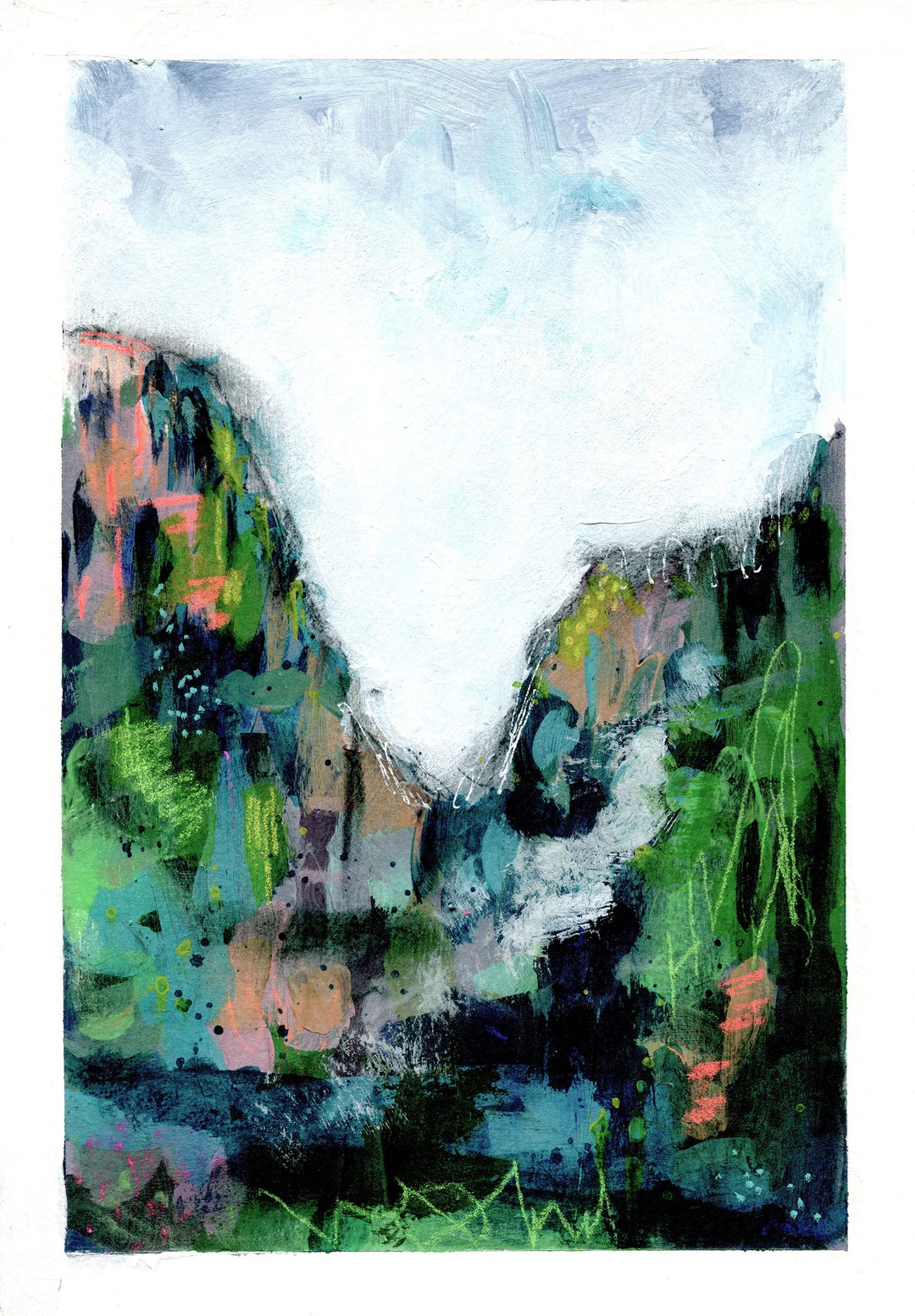 Lush Green Abstract Landscape Original Painting 7x10, Bold Spring and ...