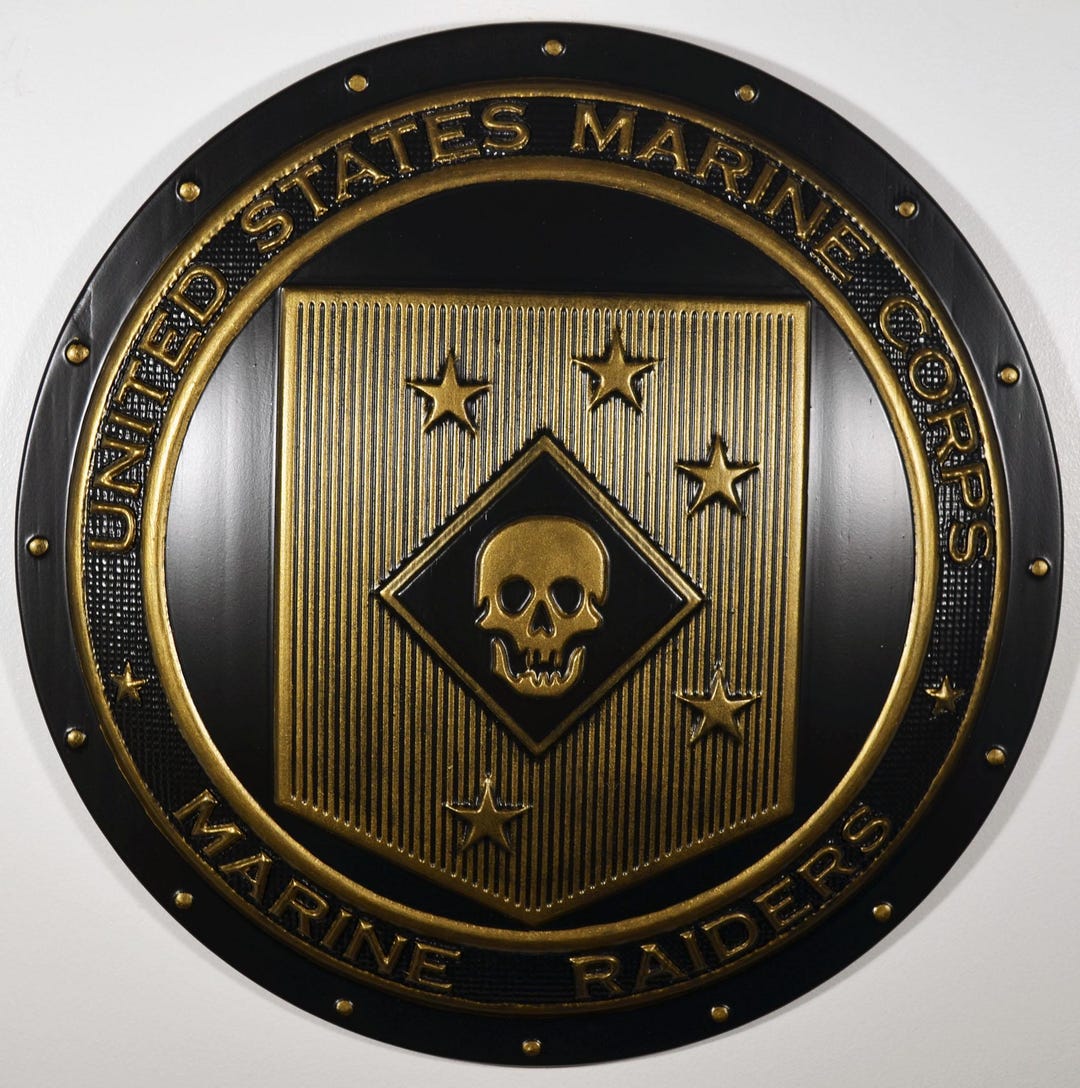 USMC Marine Raiders Matte Black and Brass Shield Plaque - Etsy