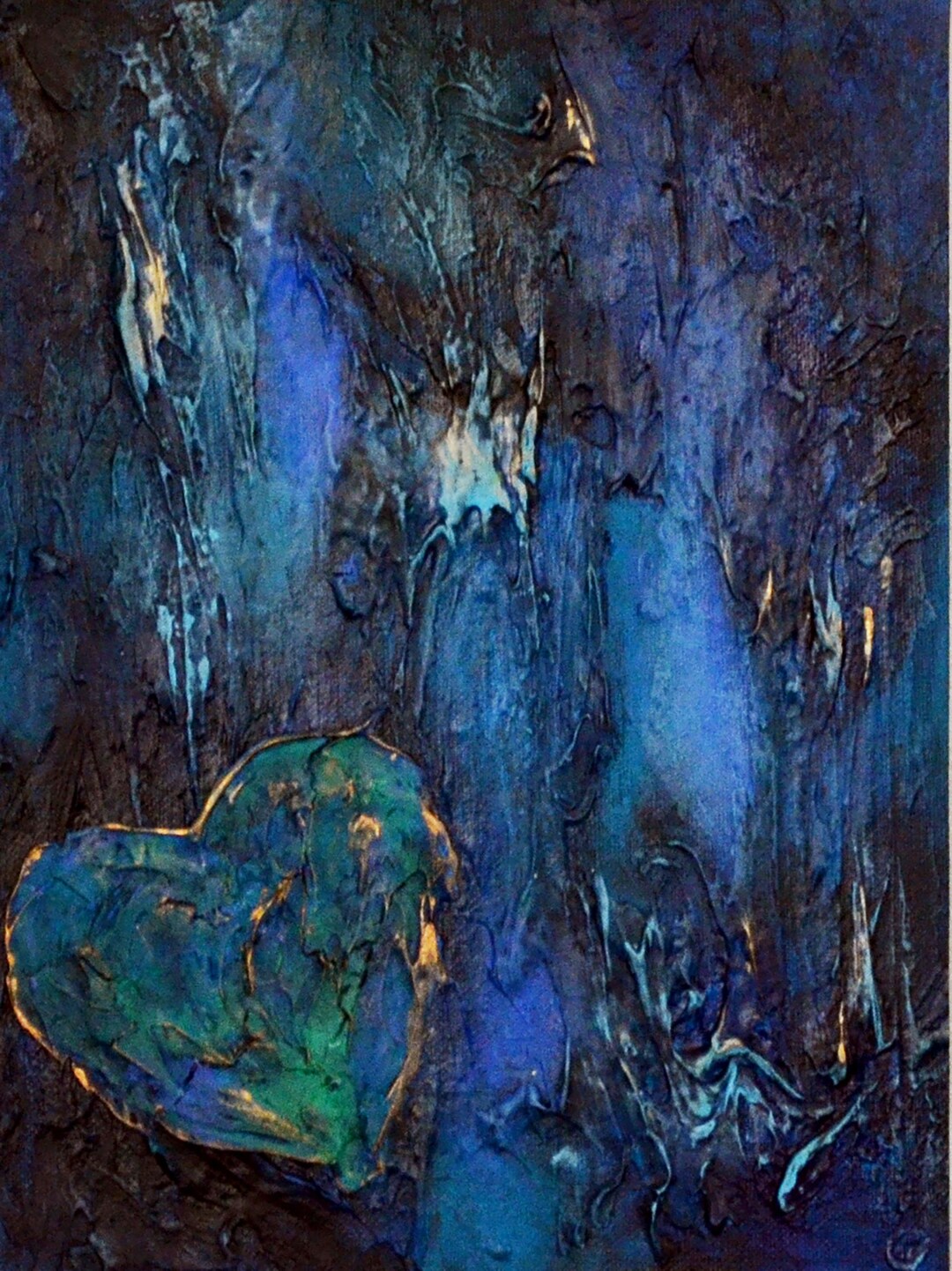 Abstract Heart Art Watercolor and Acrylic Painting on Canvas - Etsy