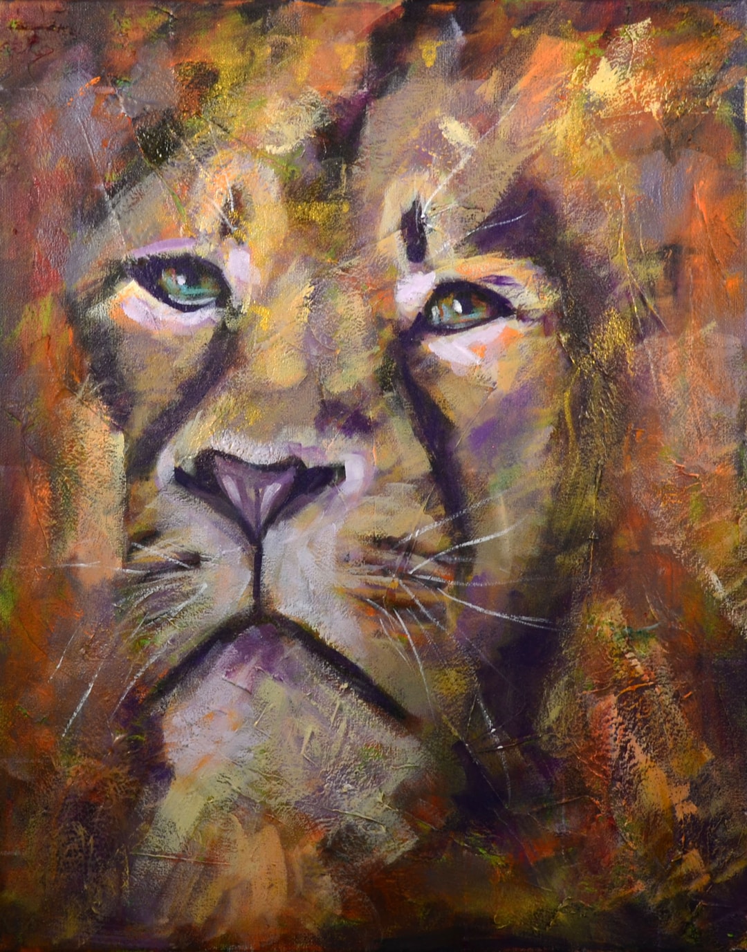 Lion Head Painting Hand Painted on Canvas 16x20, Safari Life Original ...