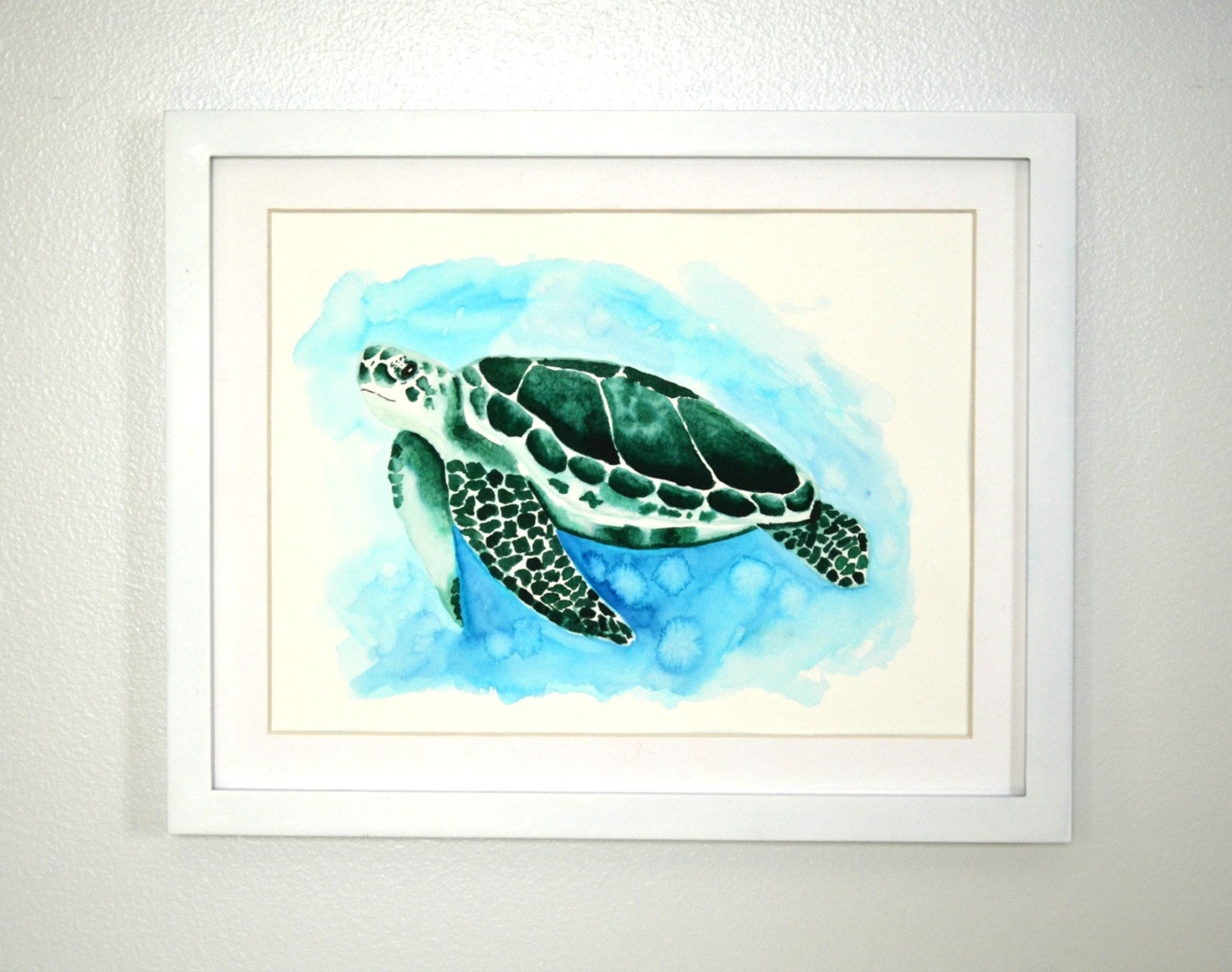 Green Sea Turtle Watercolor Painting Under the Sea Artwork | Etsy