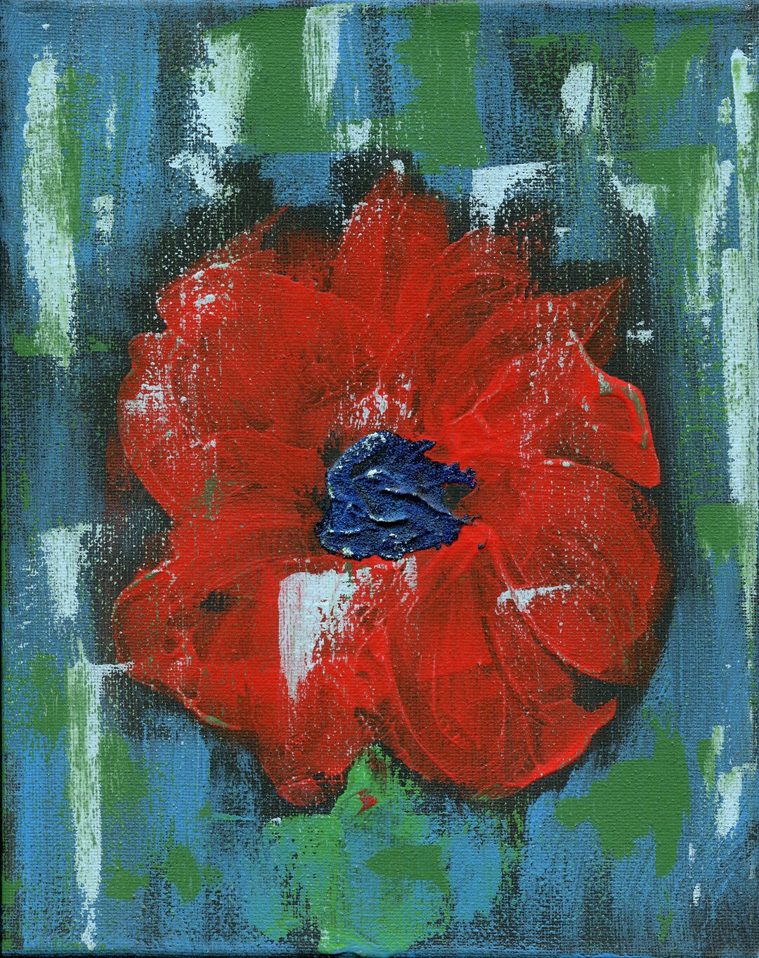 Abstract Hand Painted Red Poppy Painting on Canvas 8x10, Abstract ...