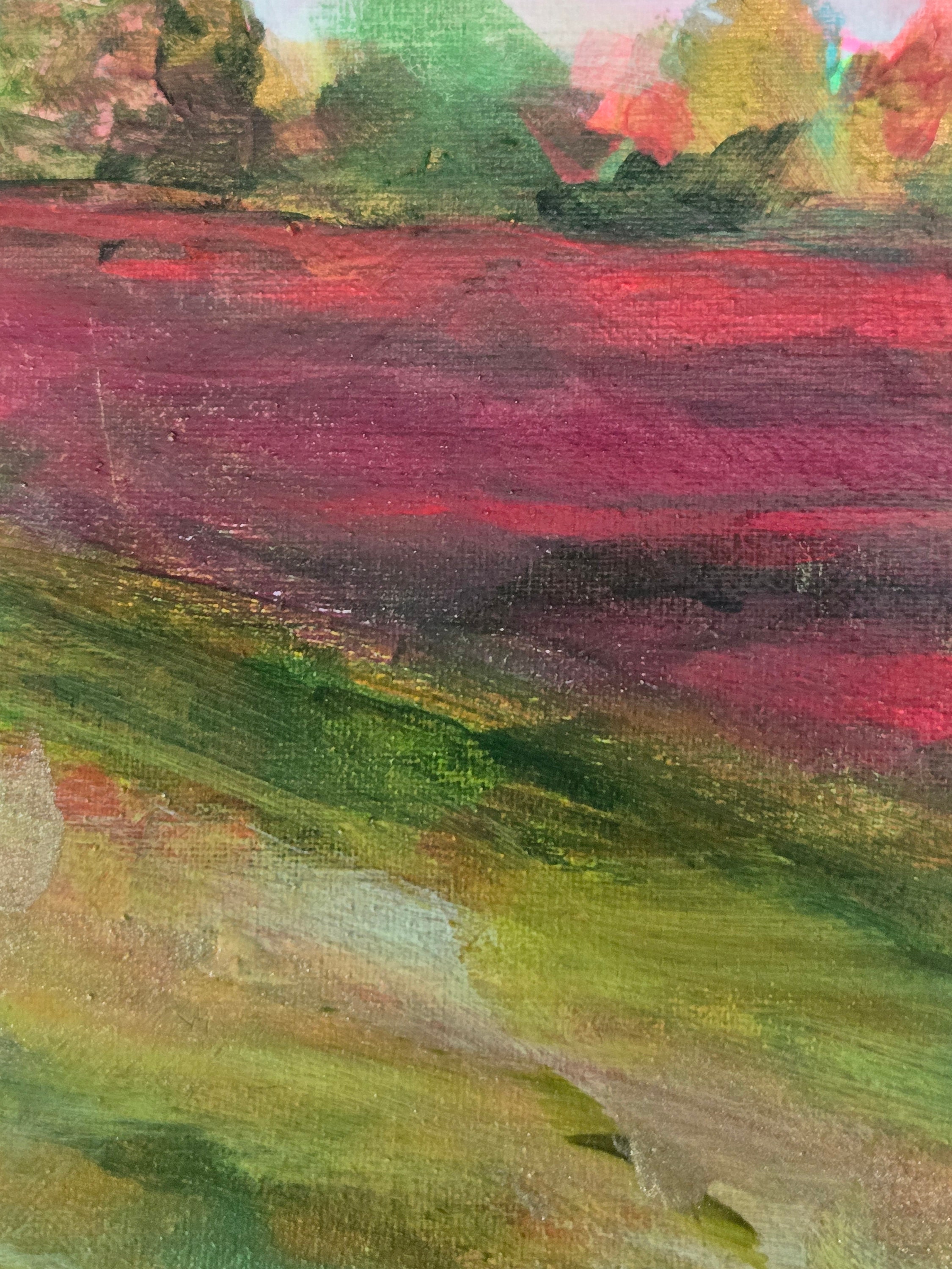 White Barn With a Field of Flowers Acrylic Painting on Canvas 8x8 ...