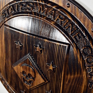 USMC Marine Raiders Shield, Stained 3d Wood Carving, Military Plaque - Etsy