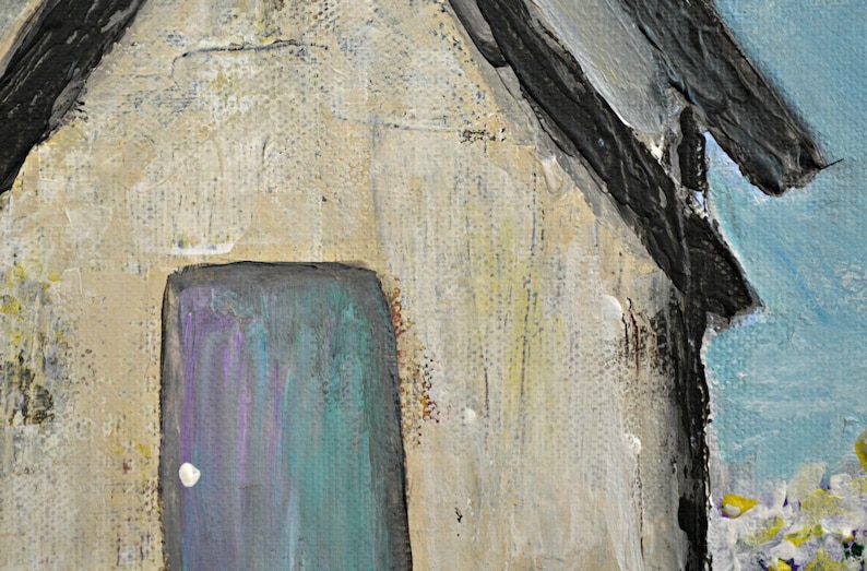 Little white church painting on canvas country church | Etsy