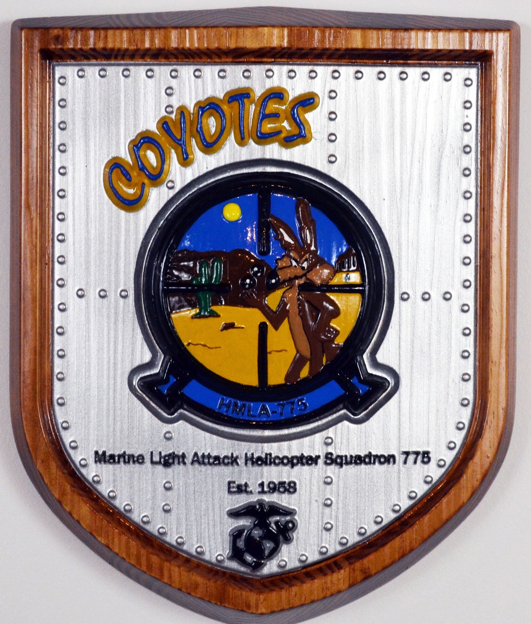 USMC Light Attack Helicopter Squadron, Coyotes, HMLA-775, CNC 3d Wood ...