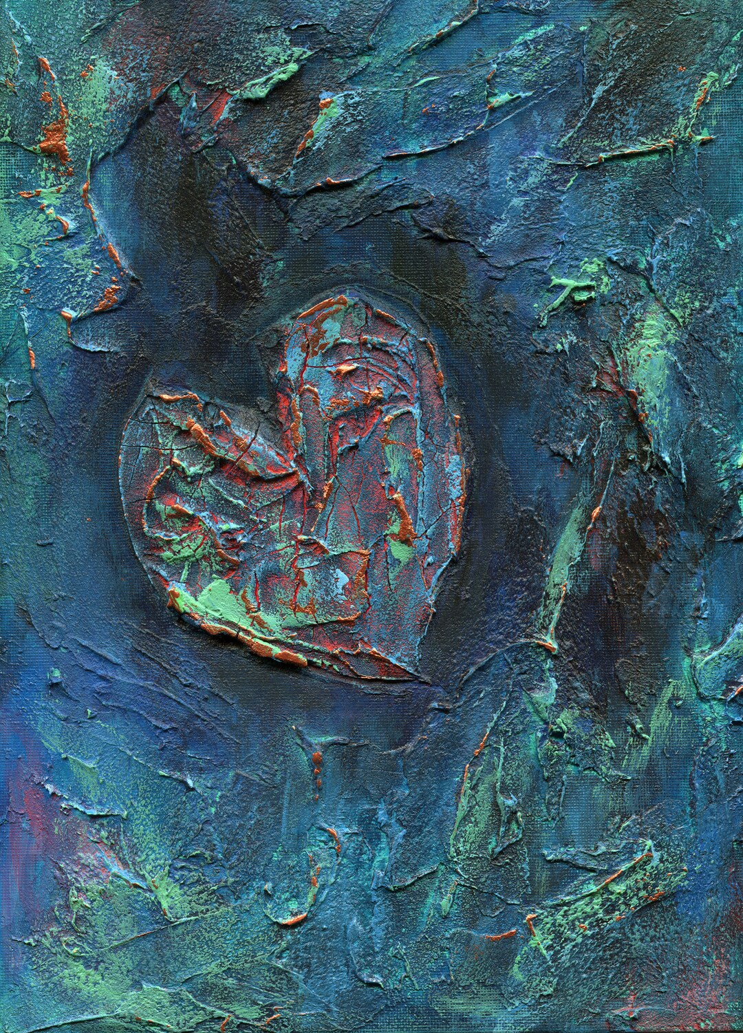 Abstract Heart Art Watercolor and Acrylic Painting on Canvas Board 9x12 ...