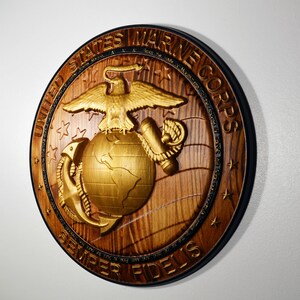 USMC EGA US Flag Marine Corps Hymn Gold, 3d Cnc Carved Military Plaque ...