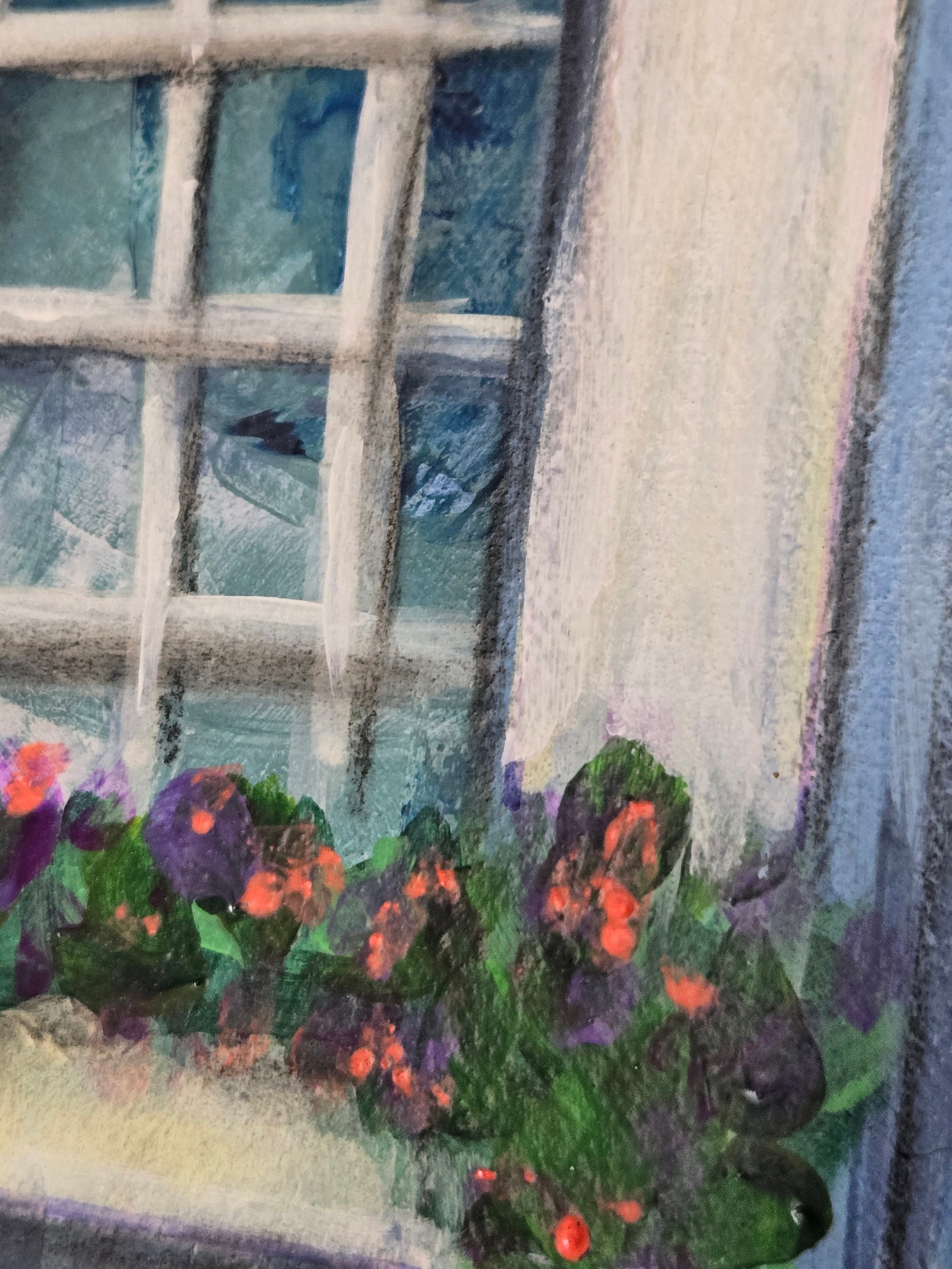Country Farmhouse Window Painting on Canvas 8x10, Original Small Wall ...