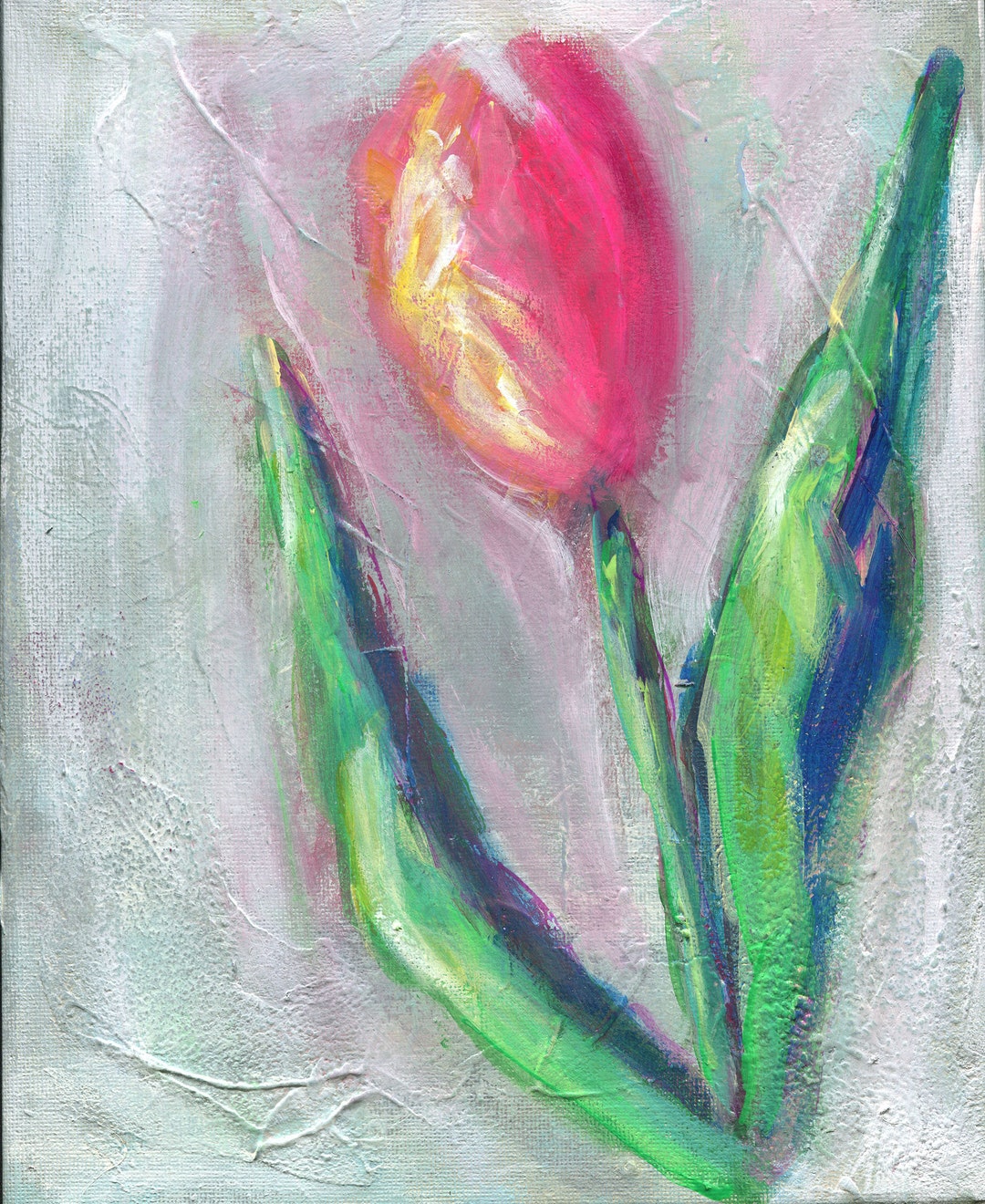 Tulip Painting Hand Painted on Canvas 8x10, Original Small Wall Floral ...